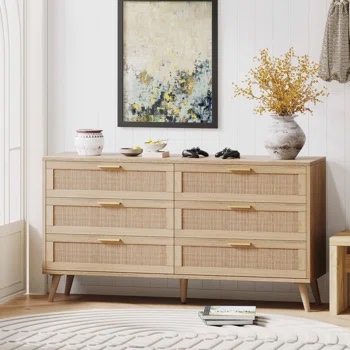 6-Drawers Rattan Storage Cabinet Rattan Drawer