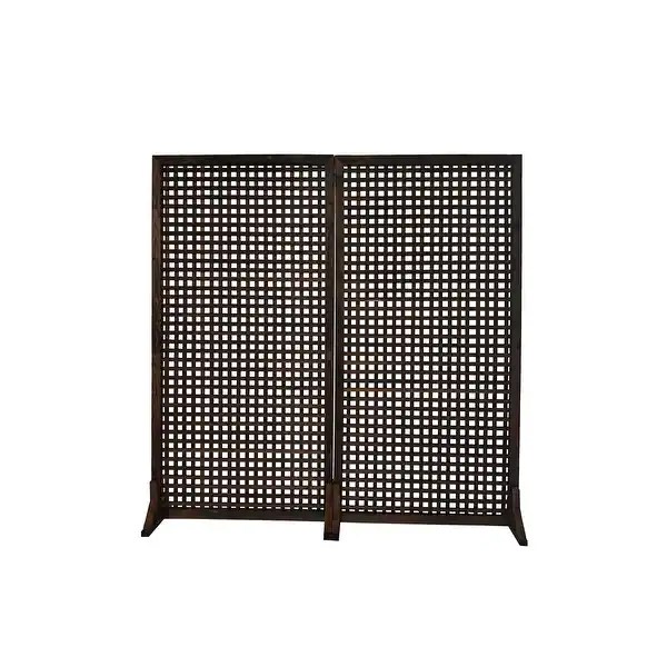 3x6 Ft Solid Wood Privacy Screen Room Divider Carbon Grey - Set of 2pc