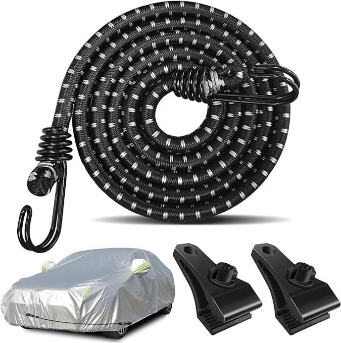 Hlogree Car Cover Gust Strap Wind Protector,Bungee Cords Hook Clips Kit ...