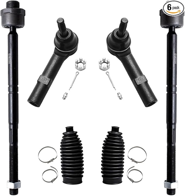 TRQ Front Steering Inner Outer Tie Rod End Boot Bellow Kit 6pc for Silverado Tahoe Yukon