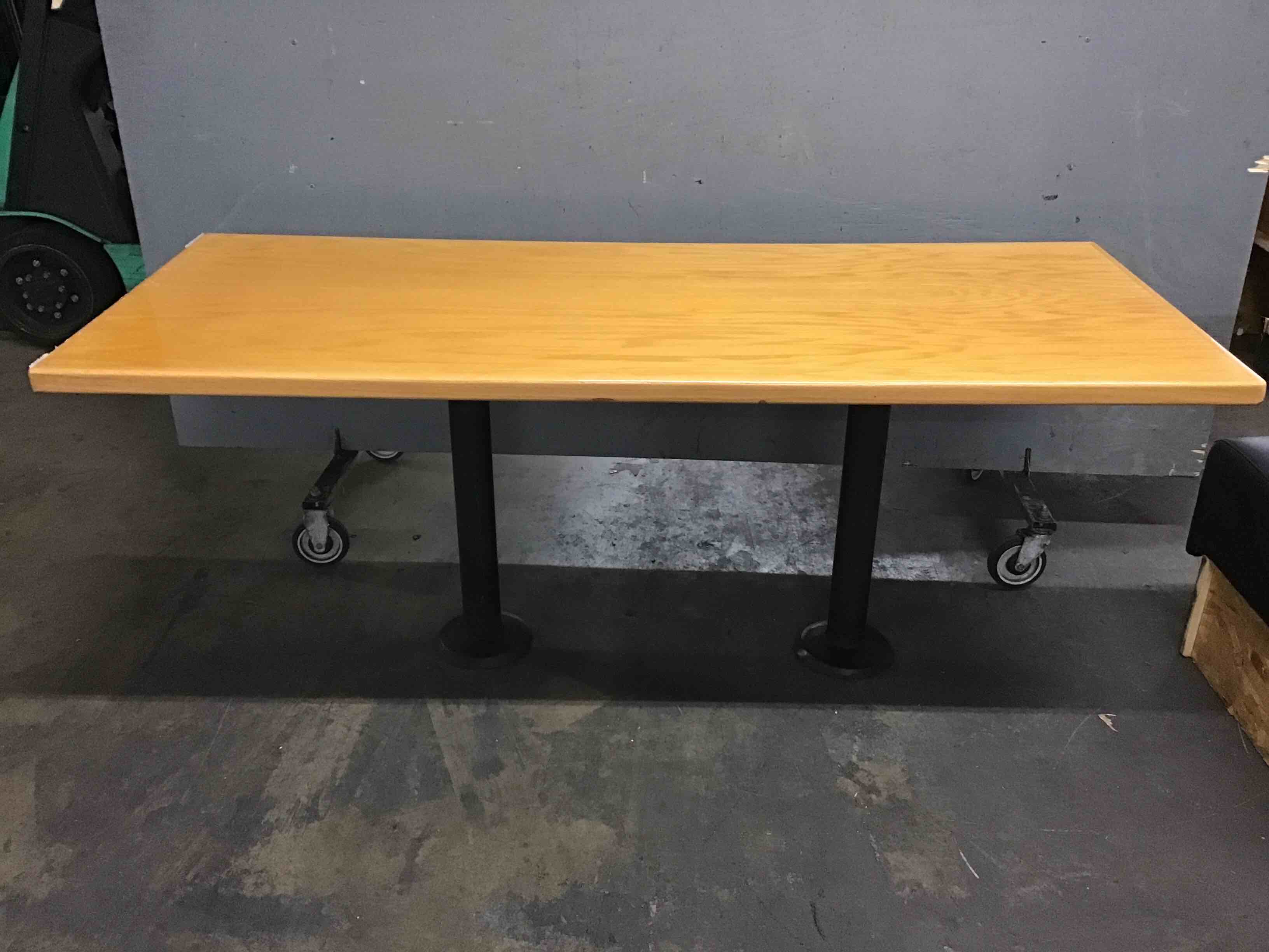 72-Inch Wood Grain Formica Top Standard Height Table With Two Bases And ...