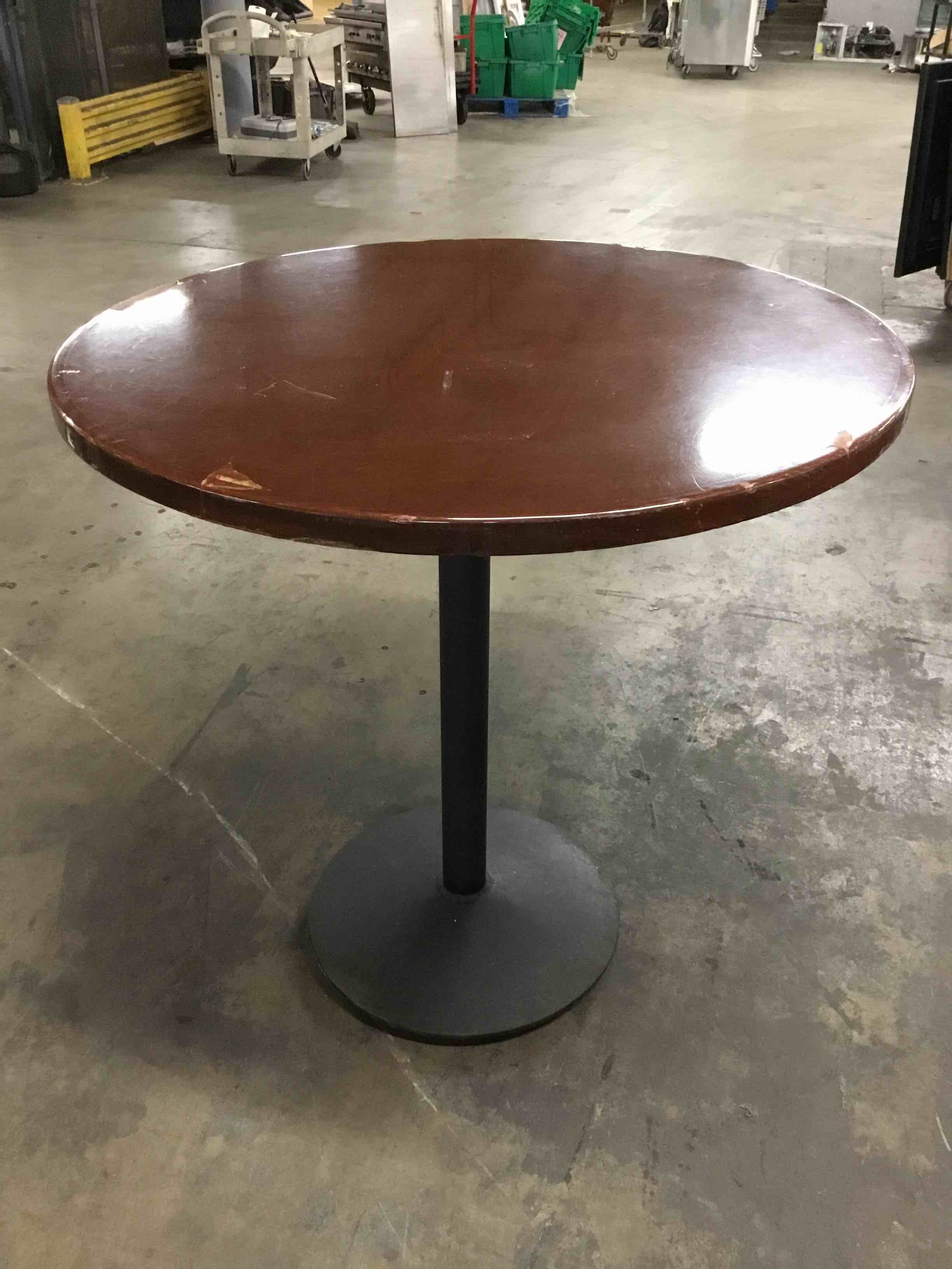 42-Inch Round Wood Formica Top Bar Height Table