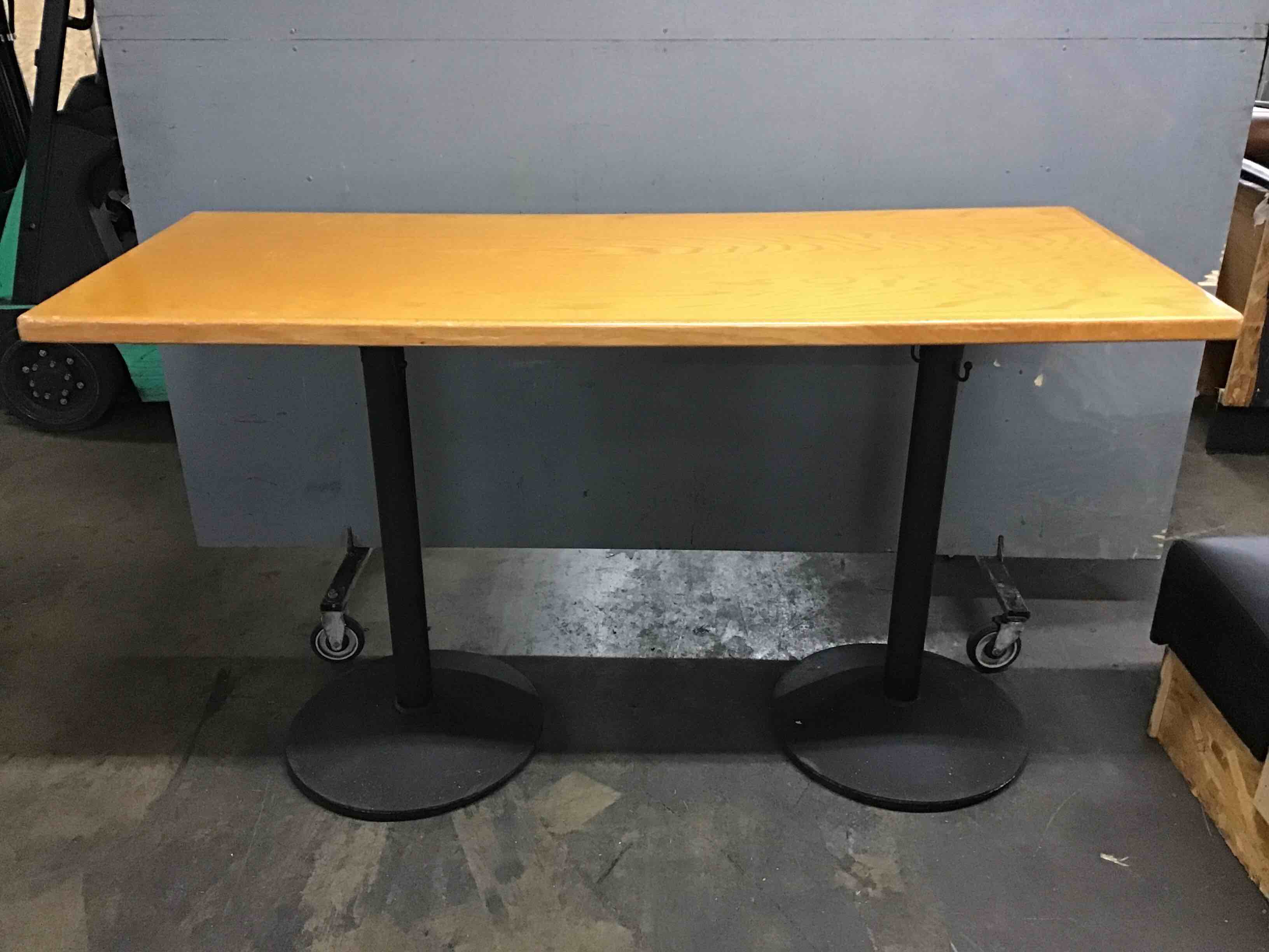72-Inch Wood Grain Formica Top Bar Height Table