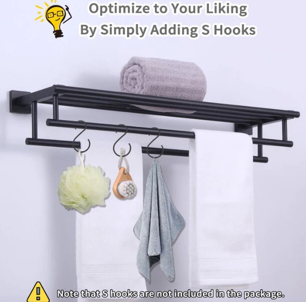 K4023 Bathroom Wall Mounted Double Towel Rack/shelf