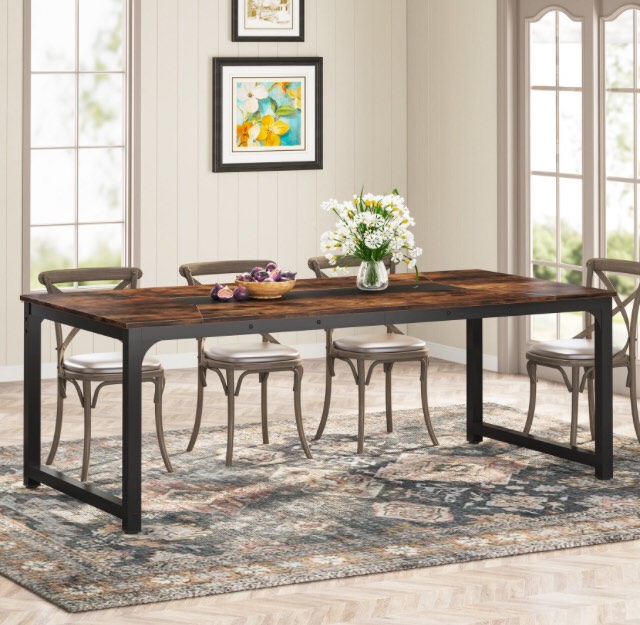 Tribesigns Dining Table, Industrial Kitchen Table with Metal Frame