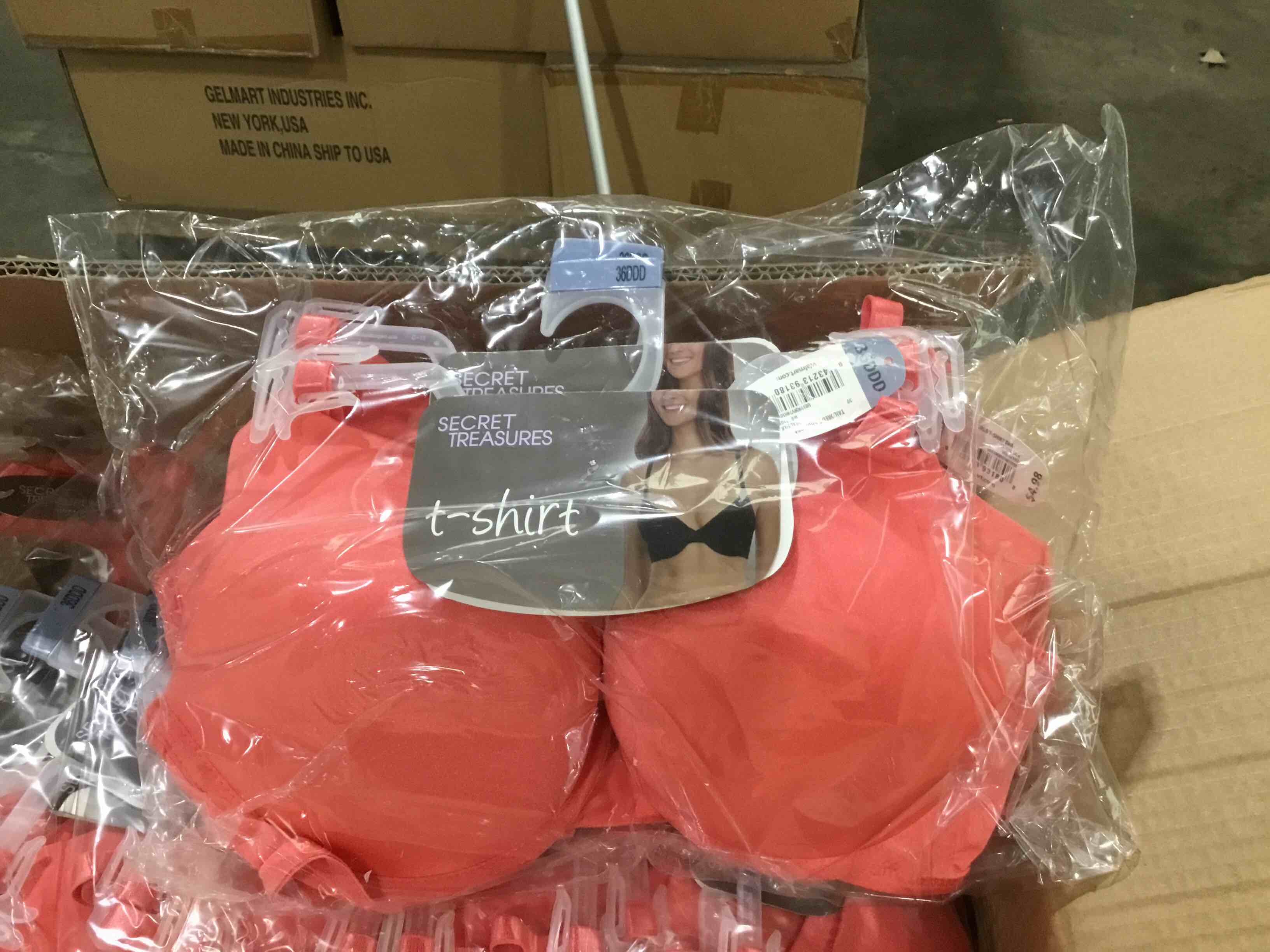 Secret Treasures Tailored T-shirt Bra 36DDD Coral Silk -underwire/light Pad