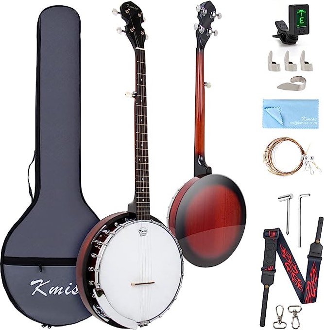 Kmise 5 String Resonator Banjo,Professional Sapele Back Full Size ...