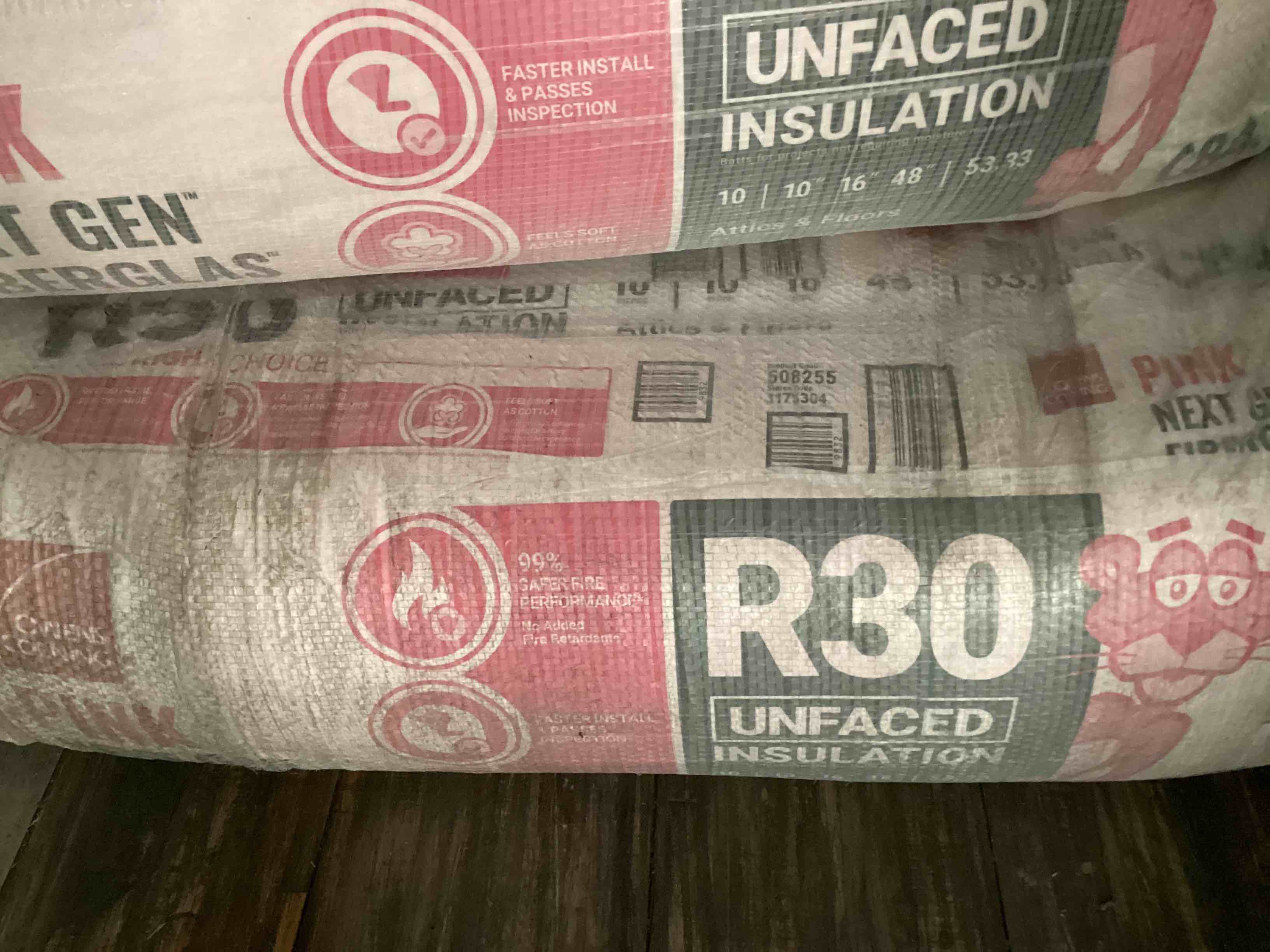 4 batts r30 unfaced 16” insulation your bid per batt