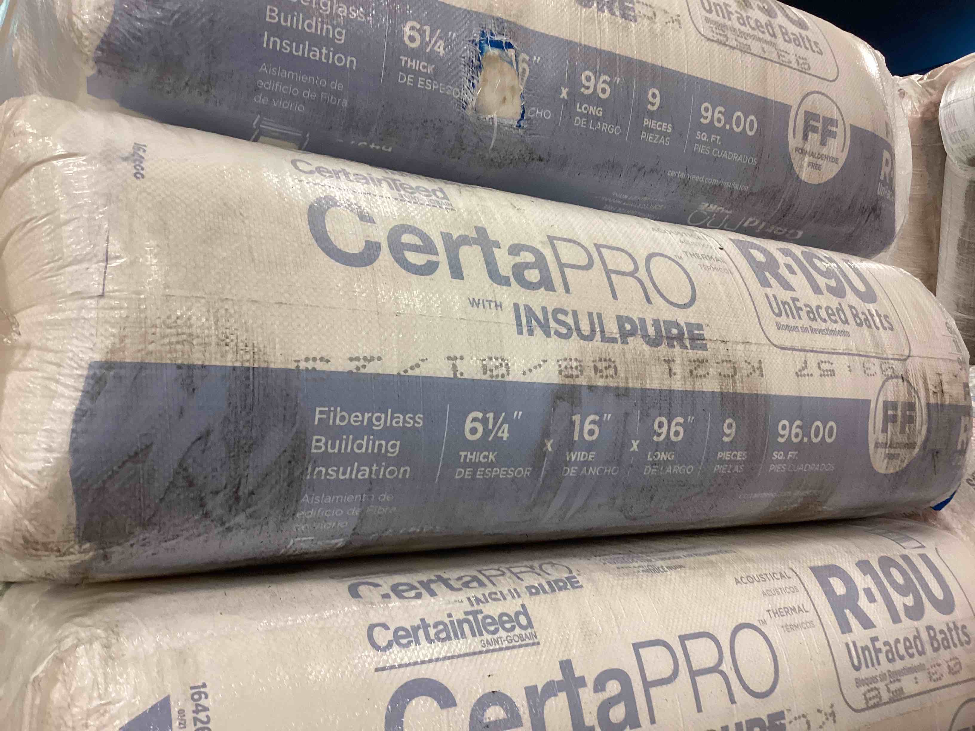 5 batts r19 16” unfaced insulation your bid per batt