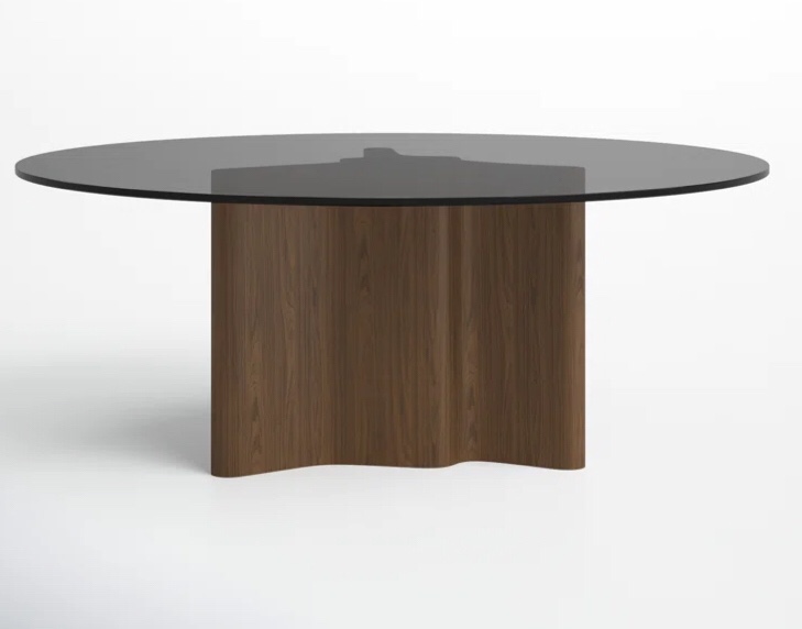 Bristin Round Glass Top Solid Wood Base Dining Table(incomplete box 1 ...