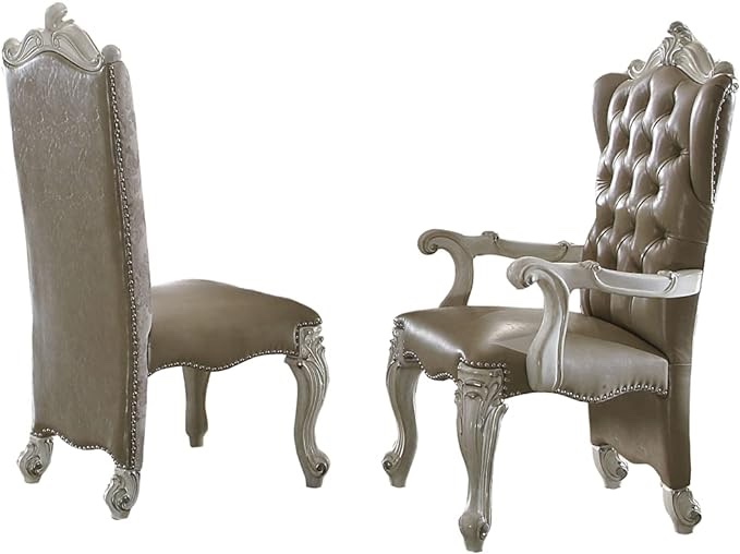 ACME Versailles Side Chair (Set-2) - 61132 - Vintage beige PU/Fabric ...