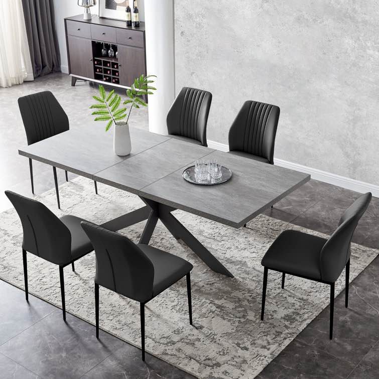 jiexi Dining Room Table for 6-8 People Space Saving Expandable Dining ...