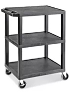 Uline 3-Shelf Utility Cart with Flat Shelves - 27 x 18 x 34", Black