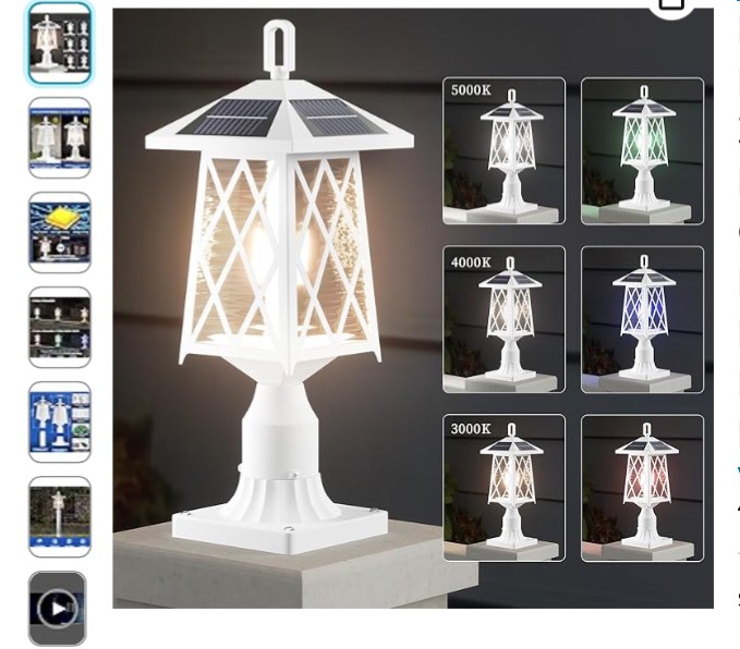 White Solar Lamp Post Light with 3" Pier Mount Base, 3500LM 3000K-5000K ...