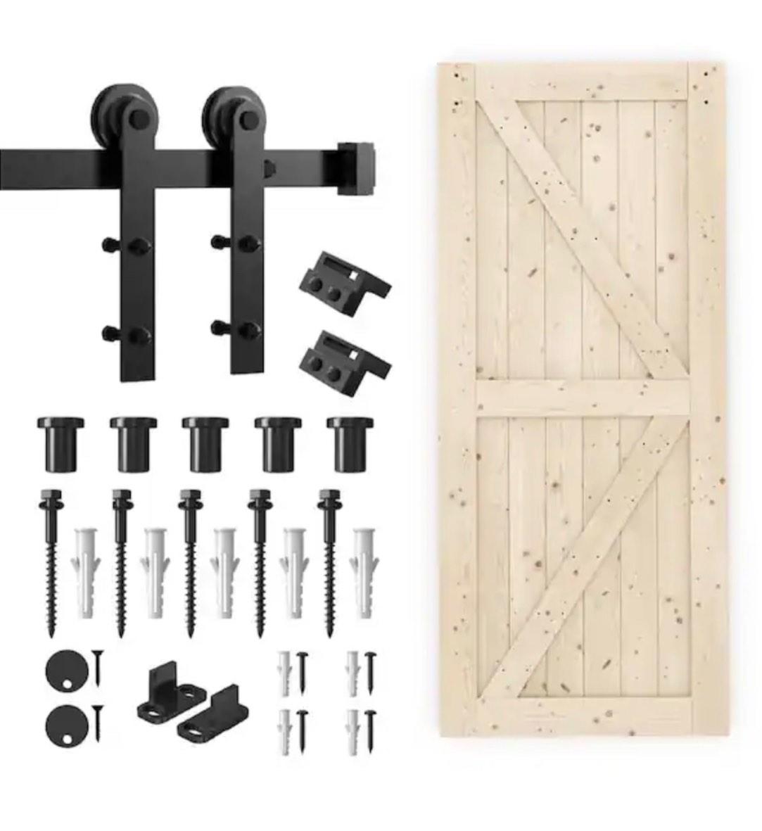 WINSOON 36 in. x 84 in. Unfinished Solid Spruce Wood Interior Sliding ...