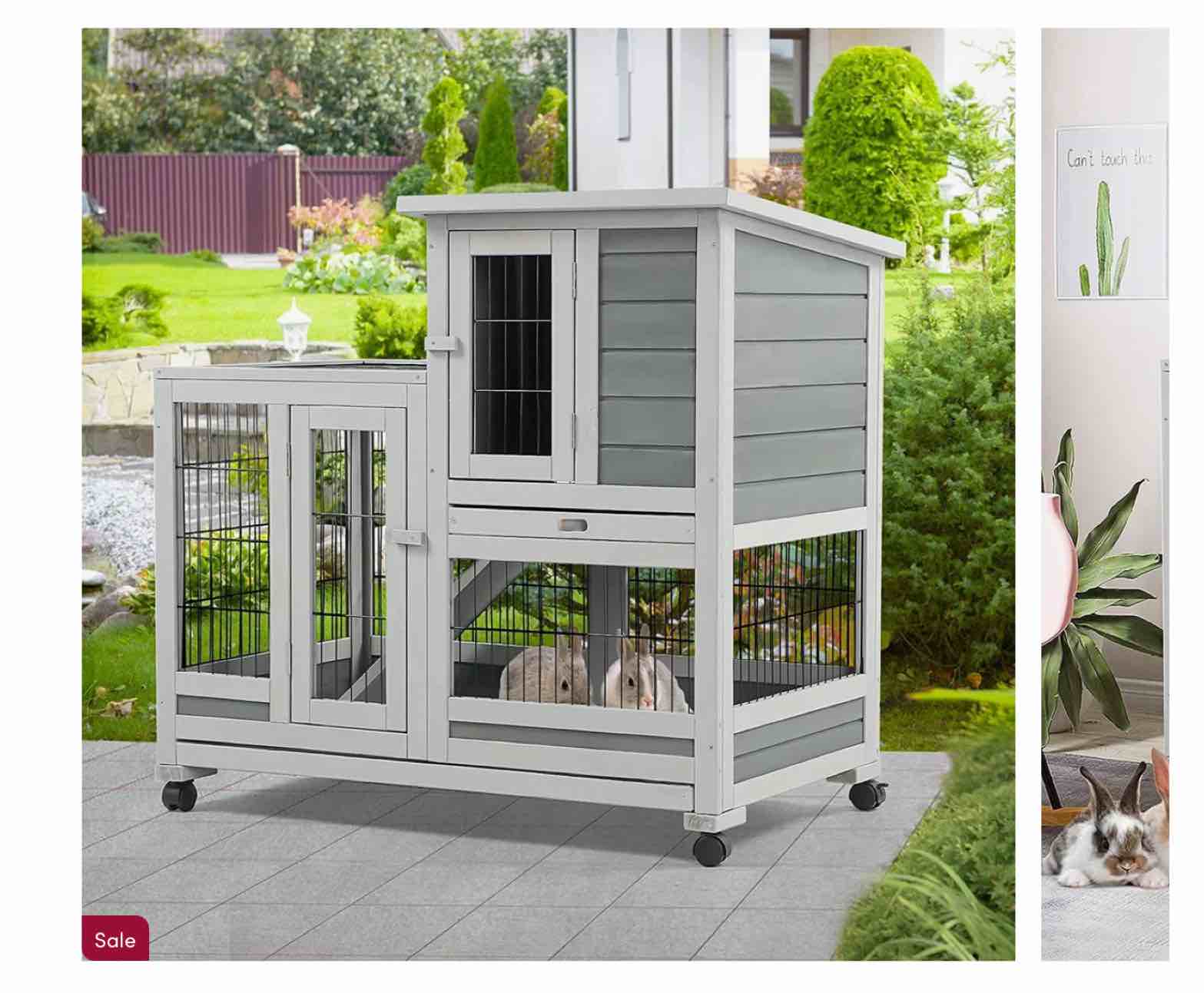 Gossy Weather Resistant Portable Rabbit Hutch with Ramp