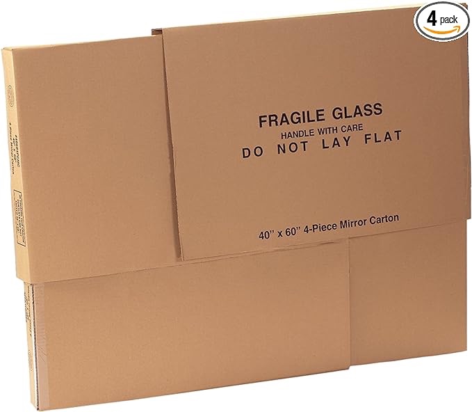 Aviditi Mirror Moving boxes, 4 Piece Box, 40" x 60" x 3 1/2" 1 Piece of ...