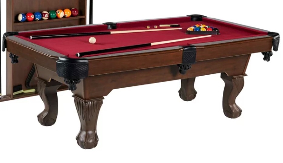 BARRINGTON Claw Leg Billiard Pool Table, Burgundy