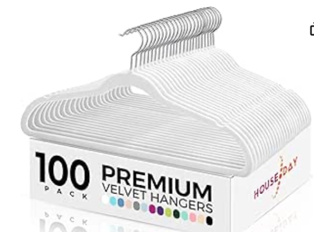 HOUSE DAY Premium Velvet Hangers, Non-Slip Thin Flocked Felt Hangers ...