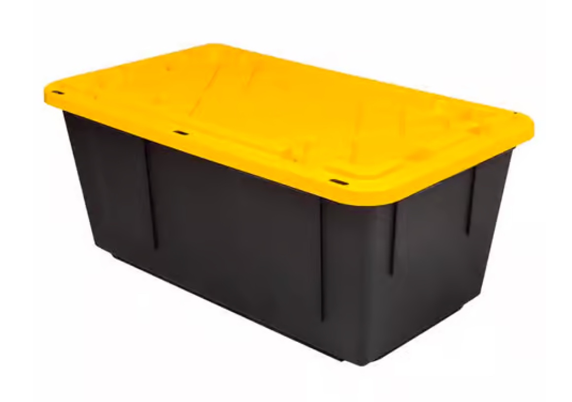 Greenmade 40 gal Black/Yellow Snap Lock Storage Box Stackable-no large dis