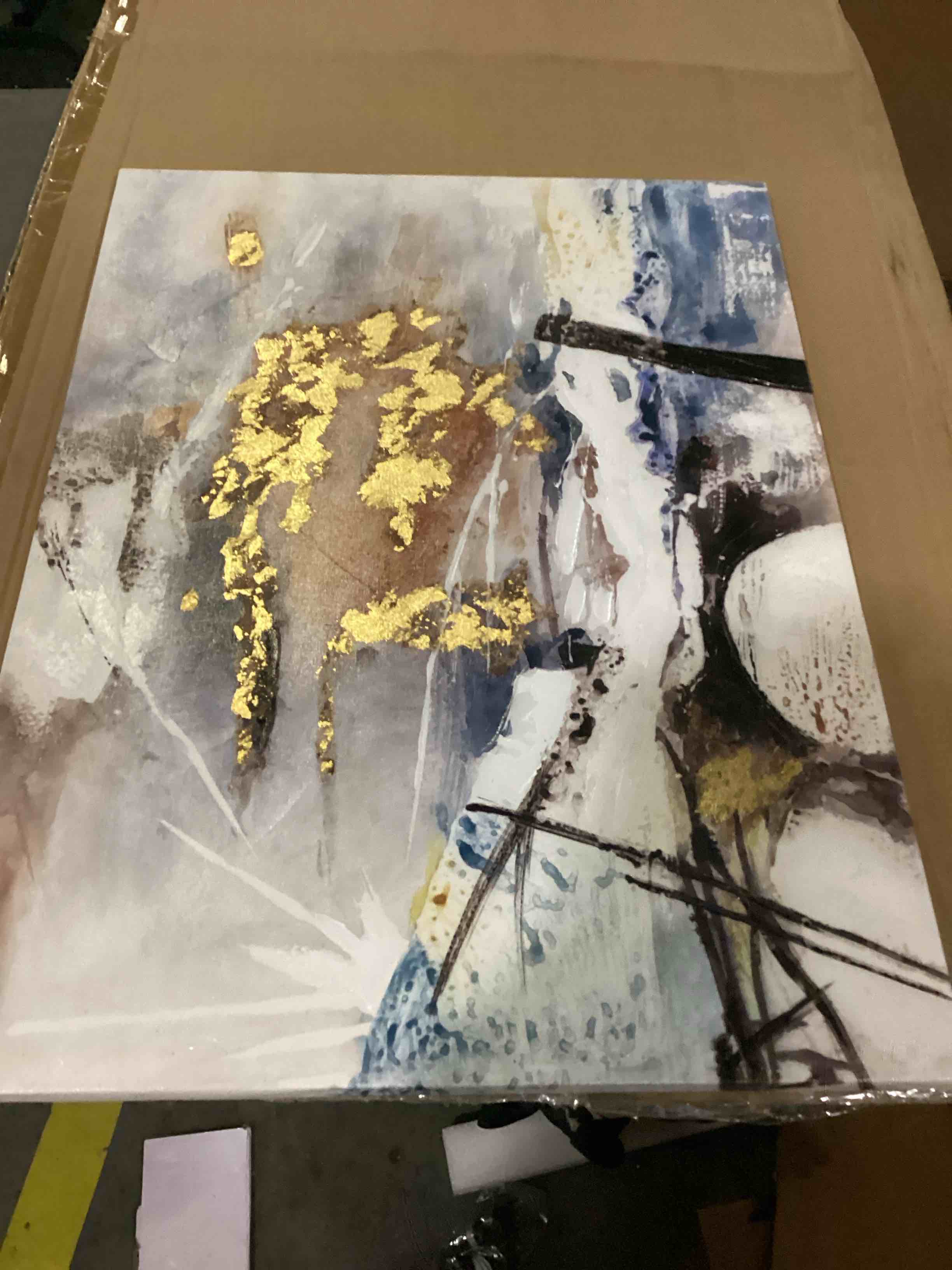 YaSheng Art - 3D Abstract Art Oil Paintings on Canvas Texture Silver ...