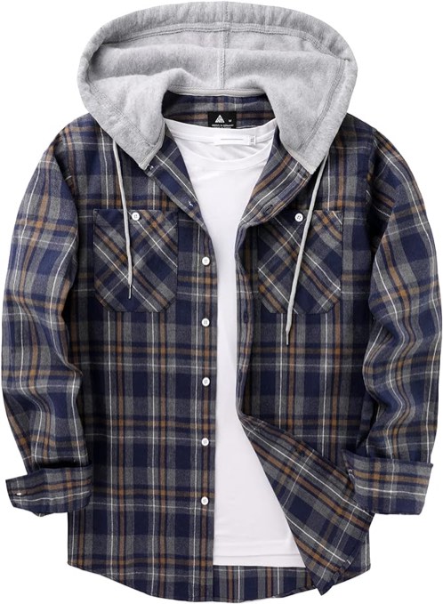(similar)(Size:2XL)ZITY Flannel Plaid Shirt for Men Regular Fit Long ...