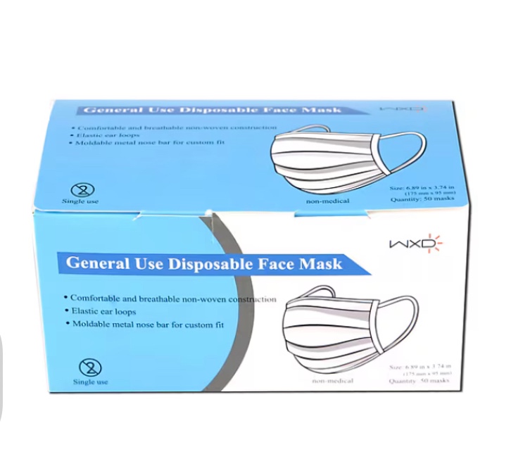 Staples Disposable Earloop Face Mask Blue 50/Box WXDKZ0007E 2 boxes