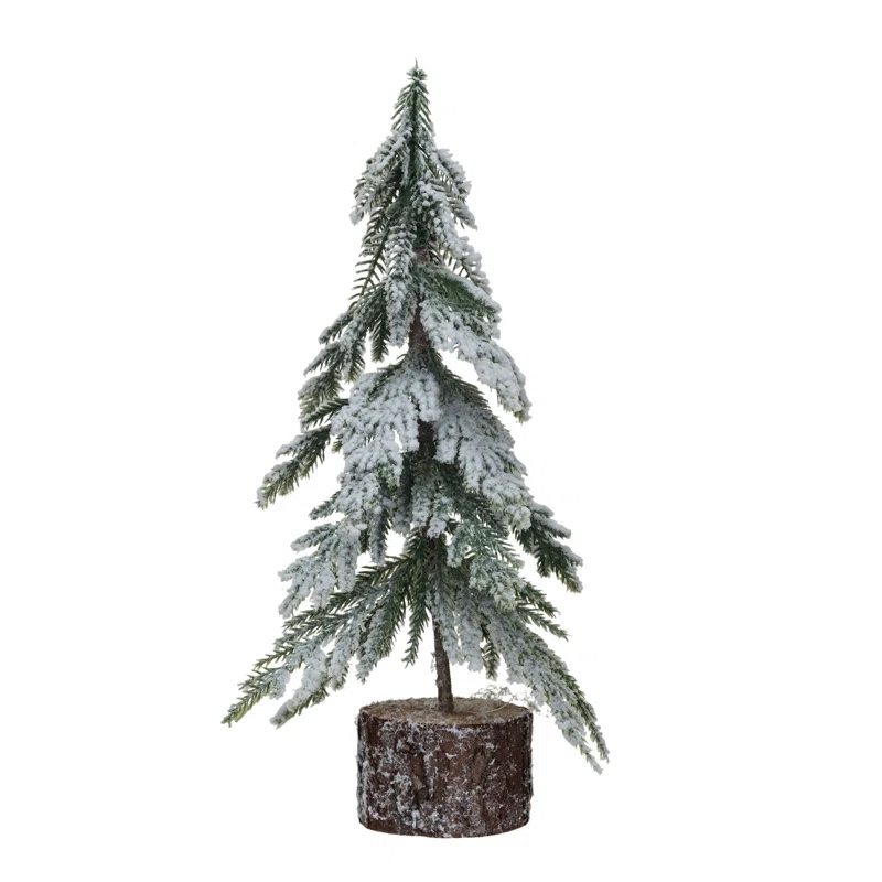 Faux Fir Tree With Base And Snow Finish