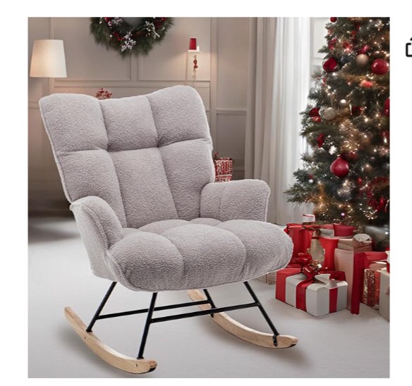 Rocking Chair Nursery Teddy, Upholstered Baby Fluffy Glider Rocker for ...