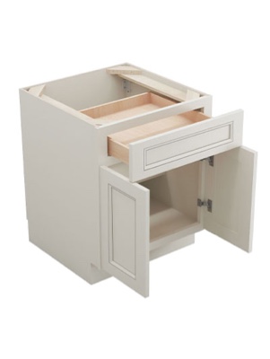 27 Inch Base Cabinet, 2 Door, 1 Drawer, White