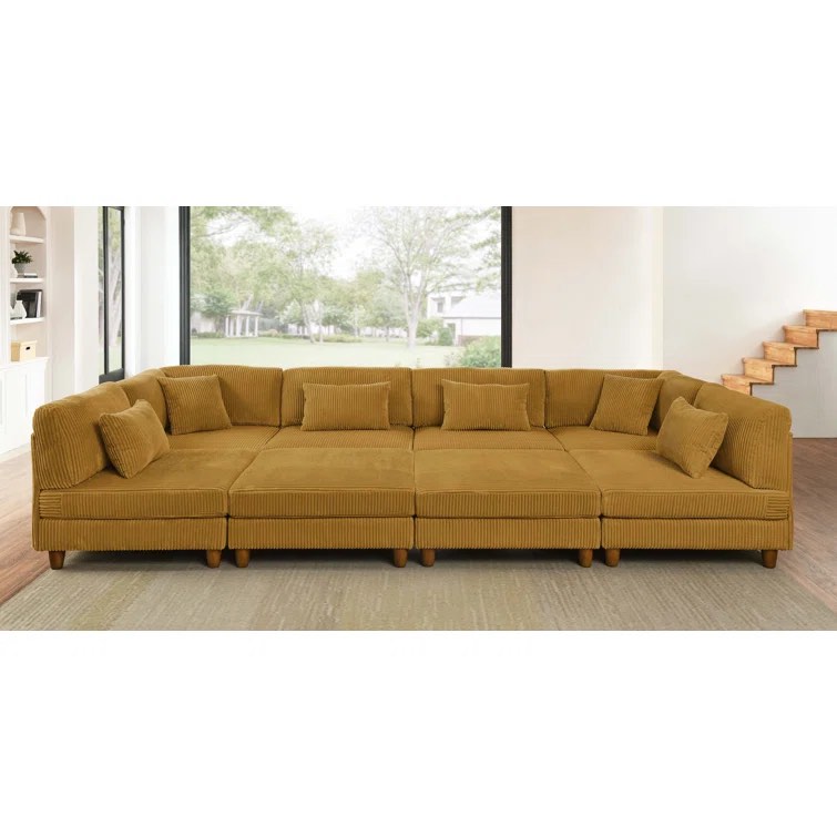 Catelaya 8 - Piece Corduroy Sectional INCOMPLETE ( 2 boxes for pick up)