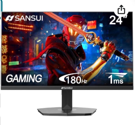 SANSUI 24 Inch Gaming Monitor 180Hz, DP 1.4 x1 HDMI 2.0 x2 Ports IPS ...