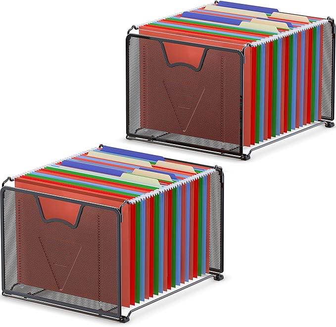 2-Pack SimpleHouseware Mesh Hanging File Organizer, Black