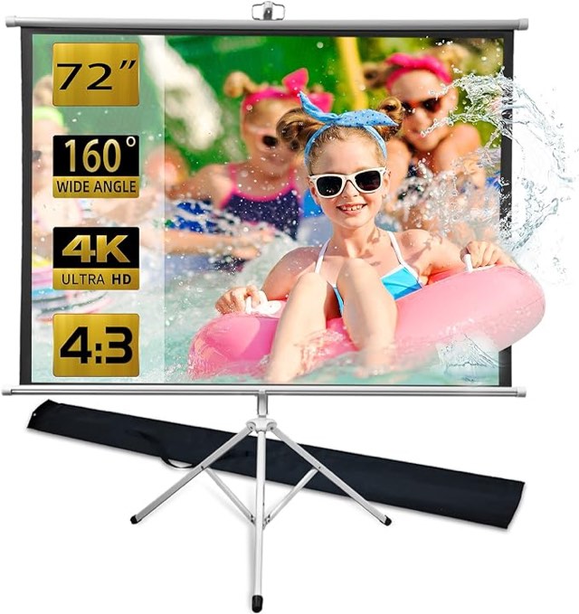 TRMESIA Portable Projector Screen 72inch with Foldable Tripod Stand ...