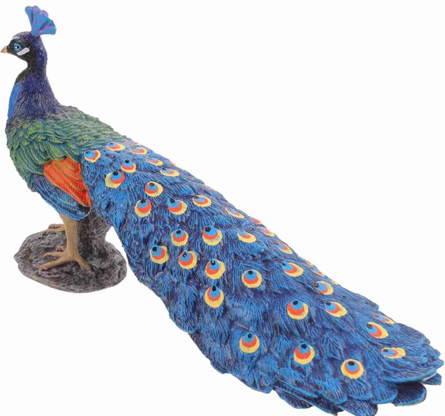 Luxshiny Indoor Lucky Peacock Figure Birds Lawn Mini Resin Figurines ...