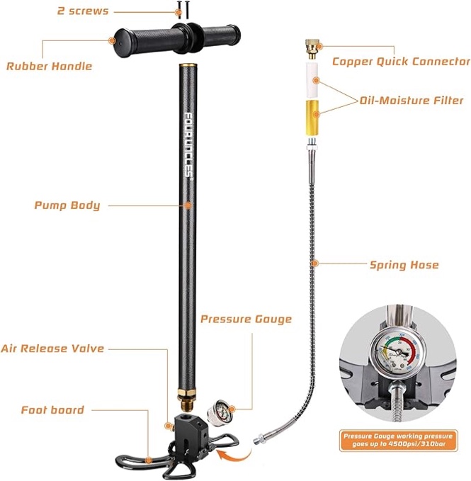 FOUR UNCLES PCP Air Pump High Pressure Hand Pump 4500 Psi PCP Pump
