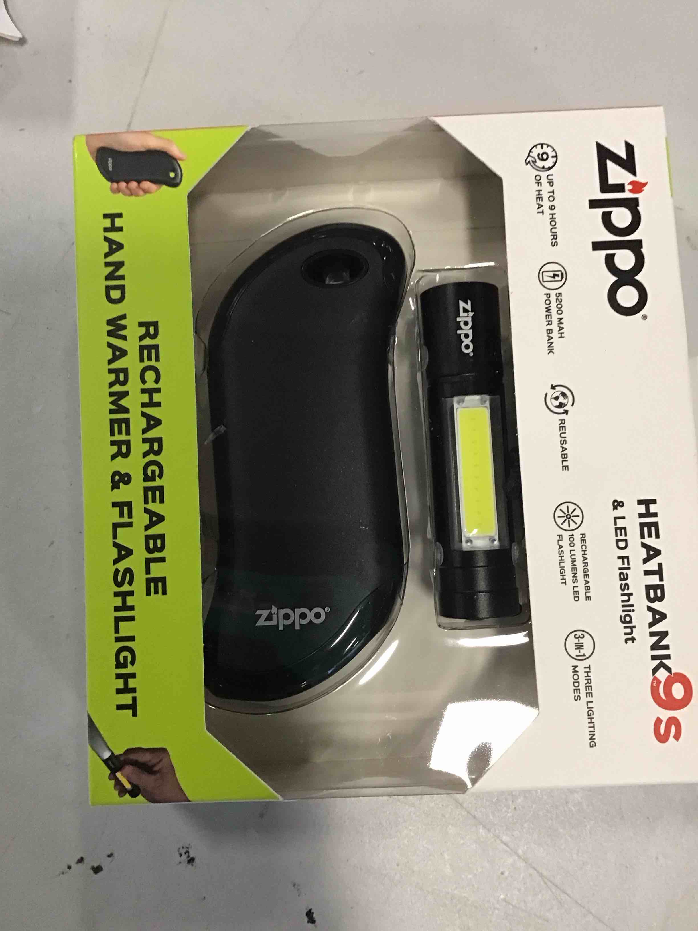 Zippo Black Heatbank 9s Rechargeable Hand Warmer & Flashlight