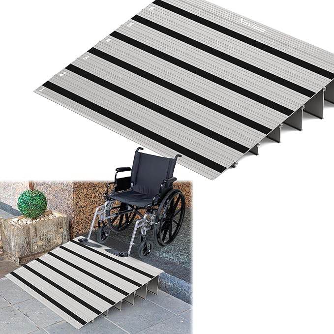 Nuvium, 6" Rise Door Threshold Ramp with Updated Fixable Screws, Stable ...