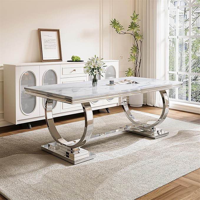 ( incomplete box 2 of 2 ) 70-inch marble dining table for 8 people ...