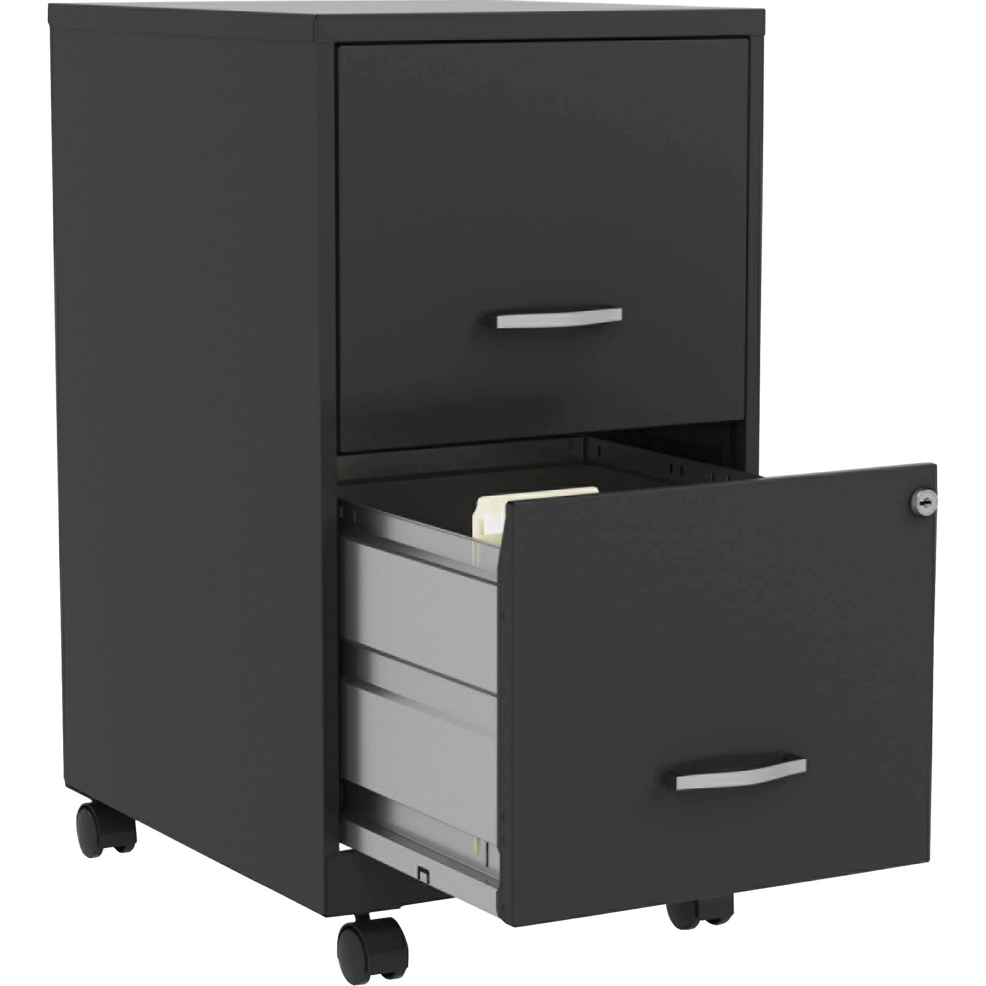 Lorell Mobile filing cabinet with 2 drawers, 14.2 x 18 x 26.5 black.