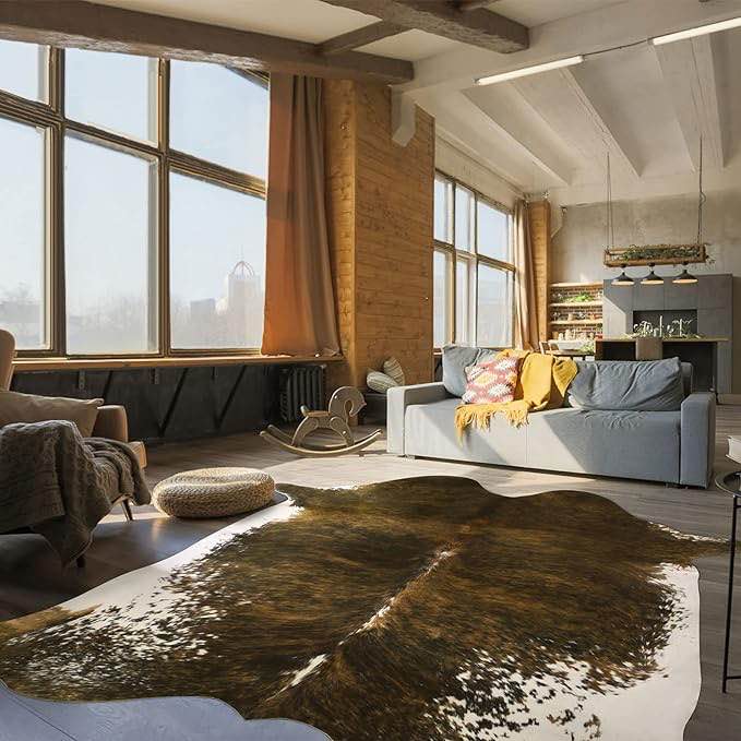 BENRON Extra Large Cowhide Rug 8x9.5ft Area Rug for Living Room Faux ...