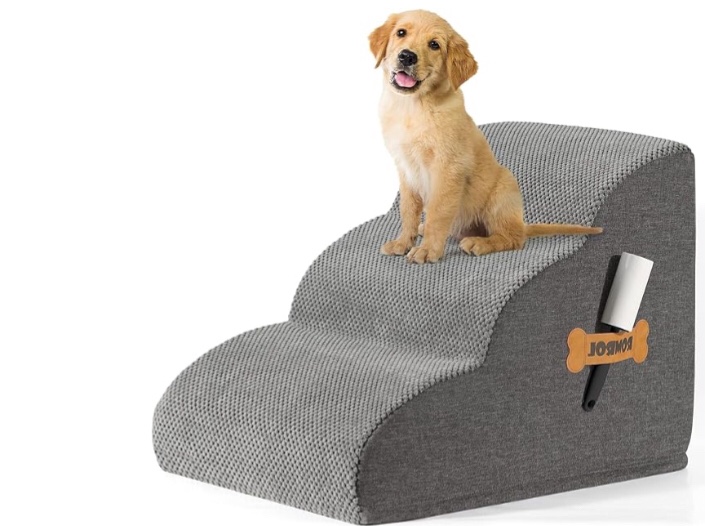 Romrol Dog Stairs Ramp for Beds Couches, Extra Wide Pet Steps with ...