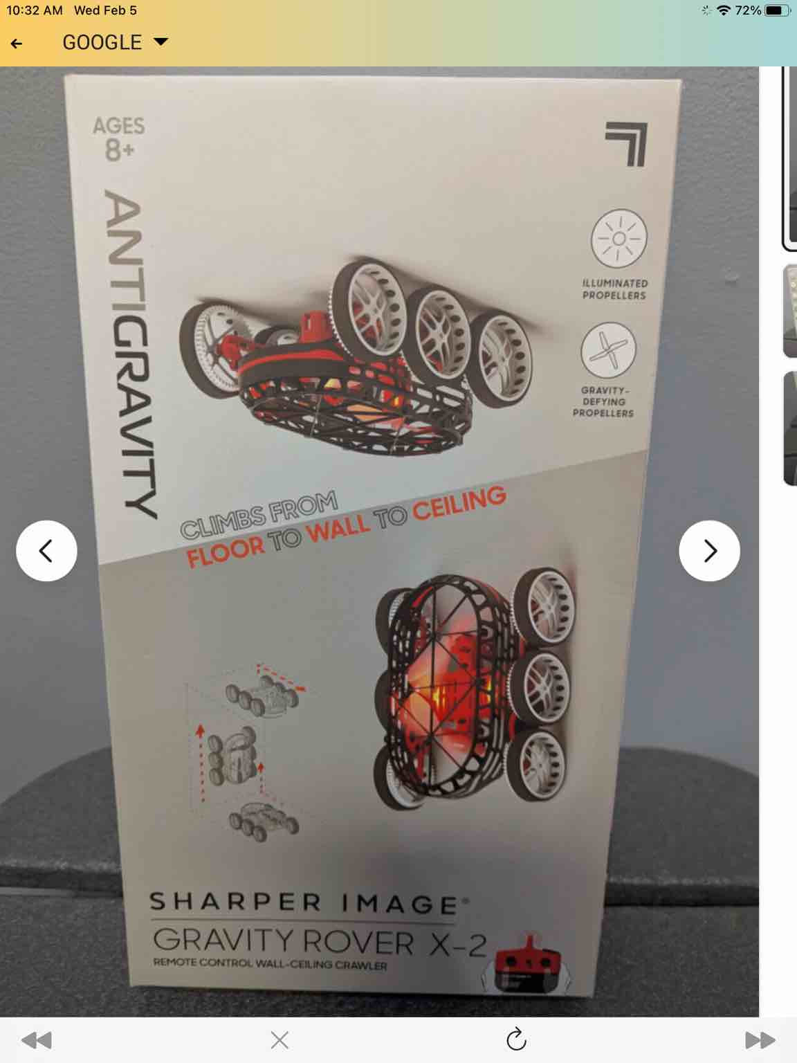 Sharper Image Gravity Rover X-2 Remote Control Wall-Ceiling Crawler RC Car