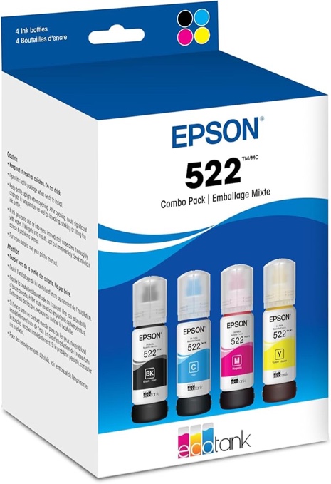 Epson 522 EcoTank Ink Ultra-high Capacity Bottle Black & Color Combo ...