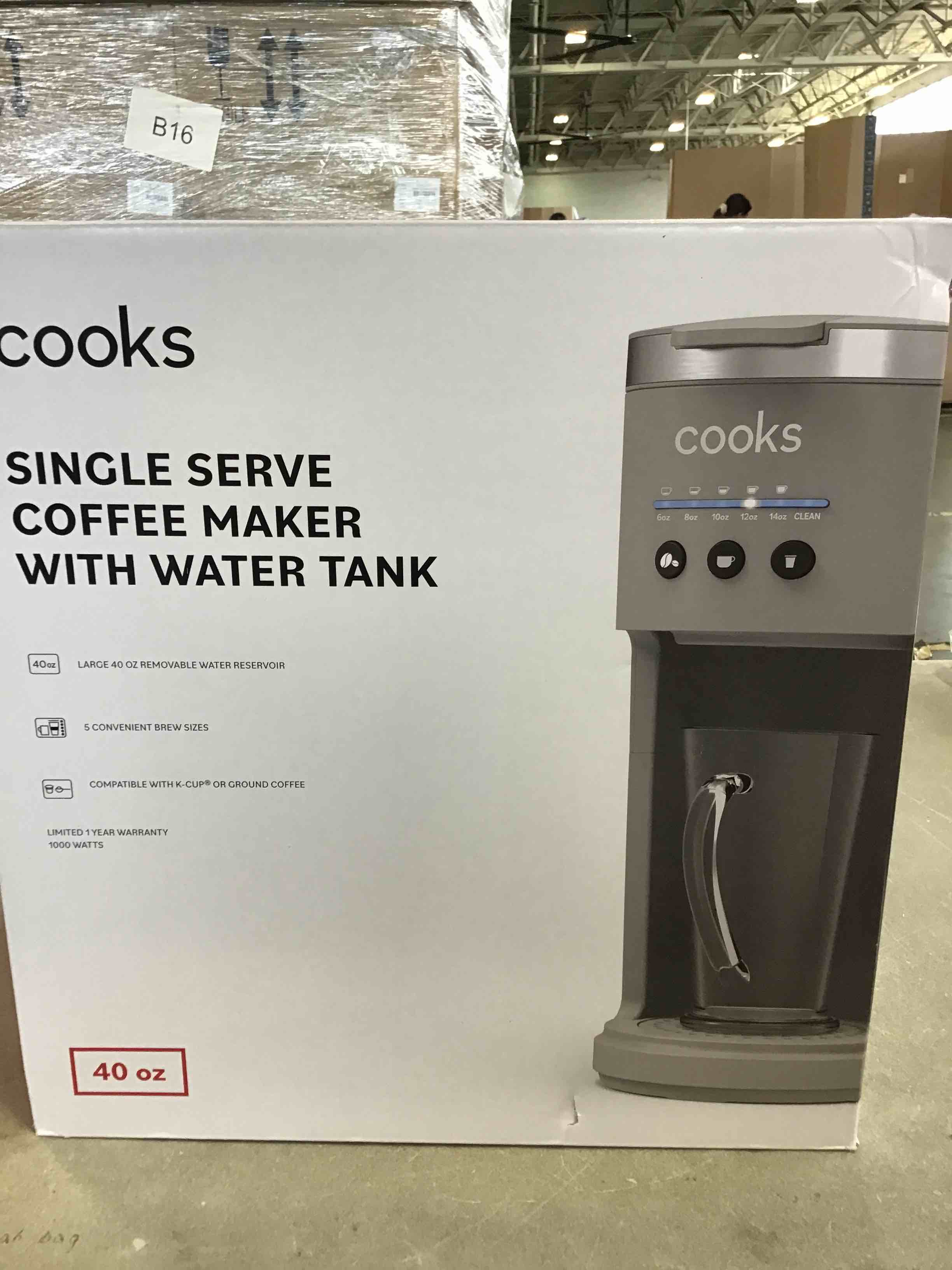 Cooks Single Serve Coffee Maker With Water Tank color grey