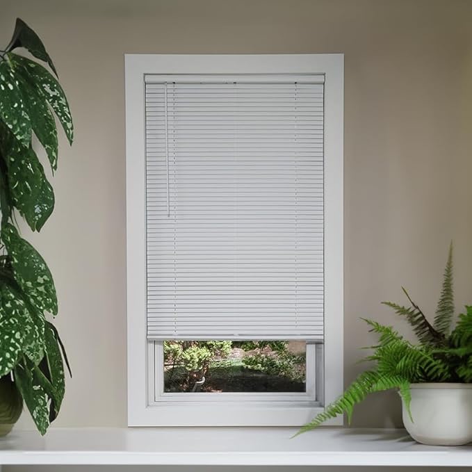 Vinyl Mini Blinds 1-Inch Cordless Room Darkening Blind for Windows ...