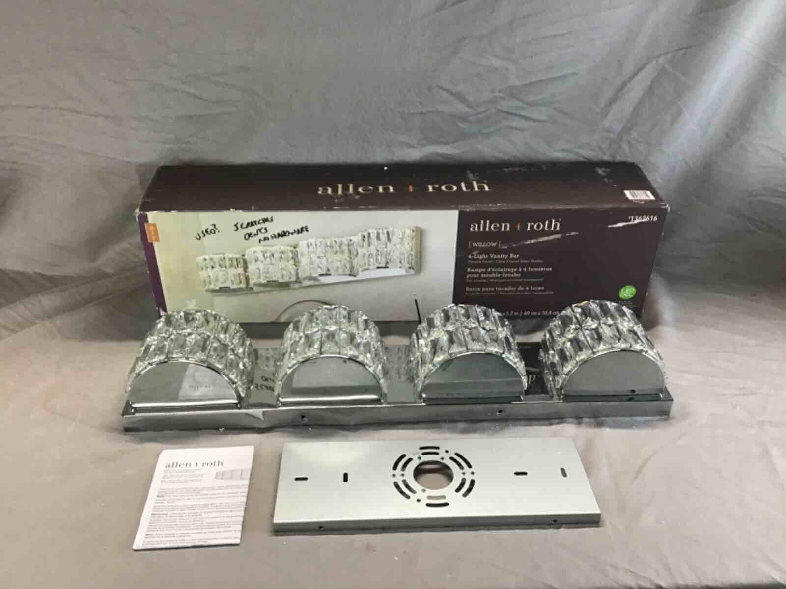 Allen Roth Willow VBL20-4C 1362616 4-Light Chrome LED Vanity Light NO ...