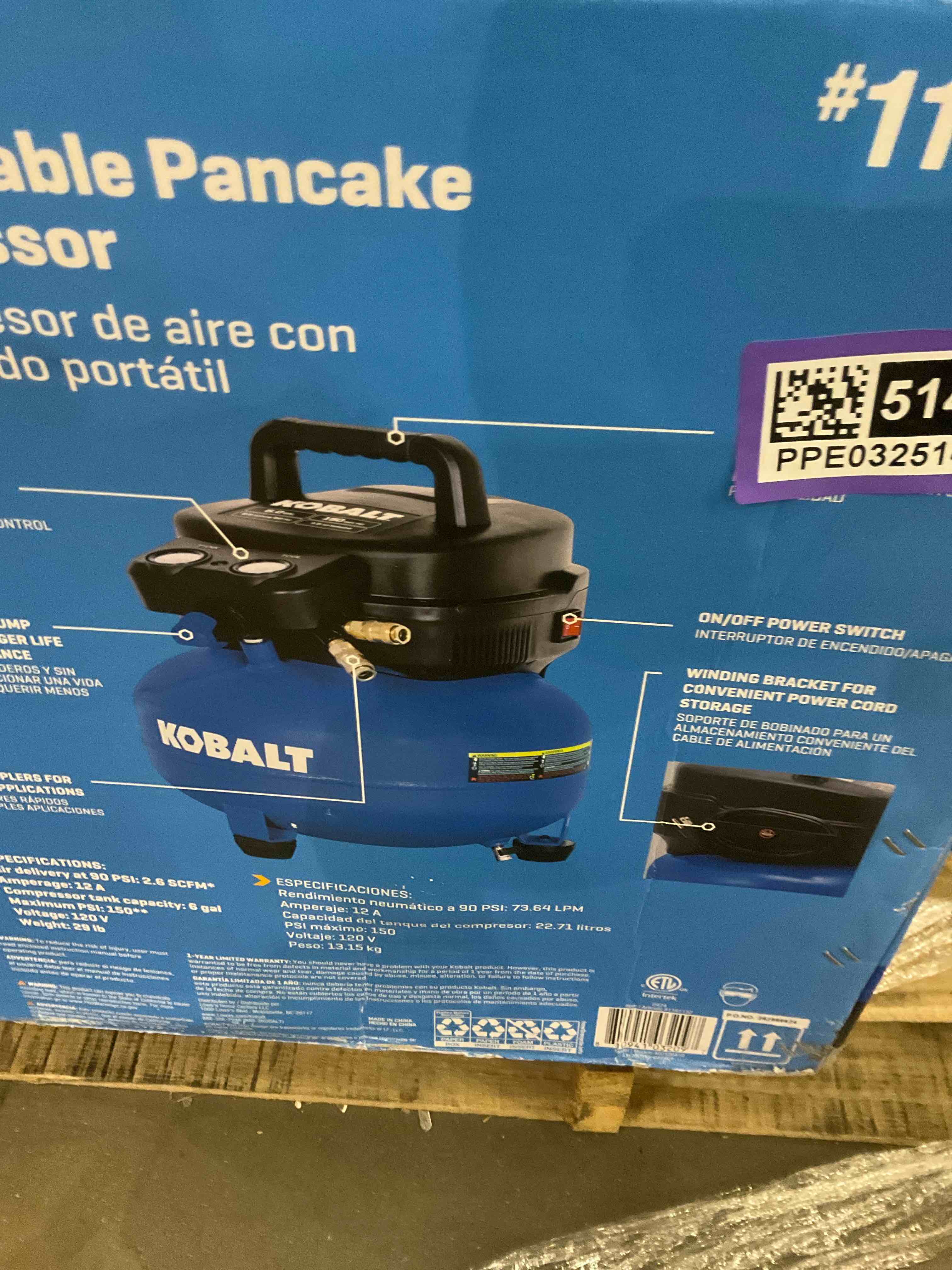6-GAL Portable Pancake Air Compressor and 3-Tool Combo Kit, Large, Blue