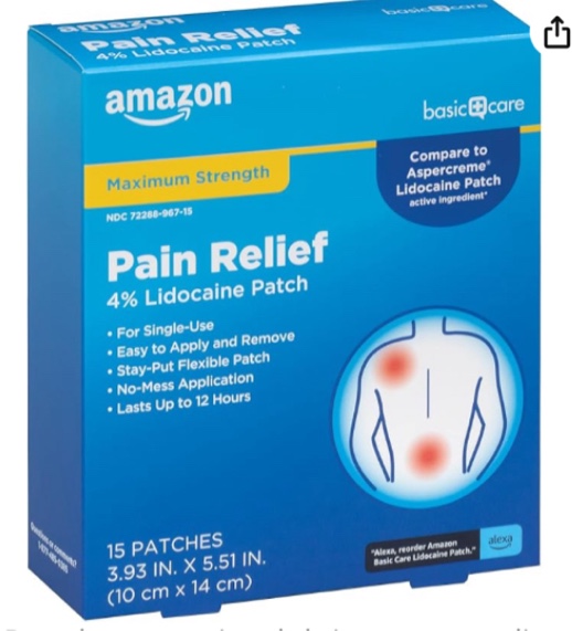 Amazon Basic Care Maximum Strength OTC Pain Relief , 4% Lidocaine Patch ...