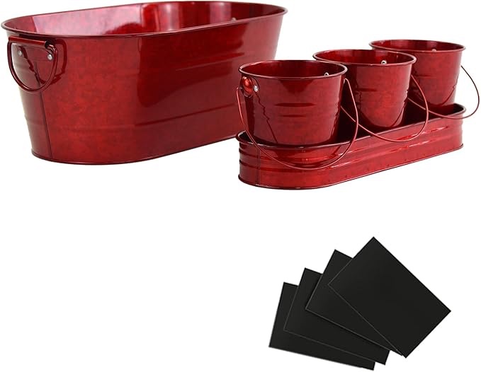 Oval Ice Bucket with 3 Serve Buckets Set - Condiments, Nuts, Ice Cream ...
